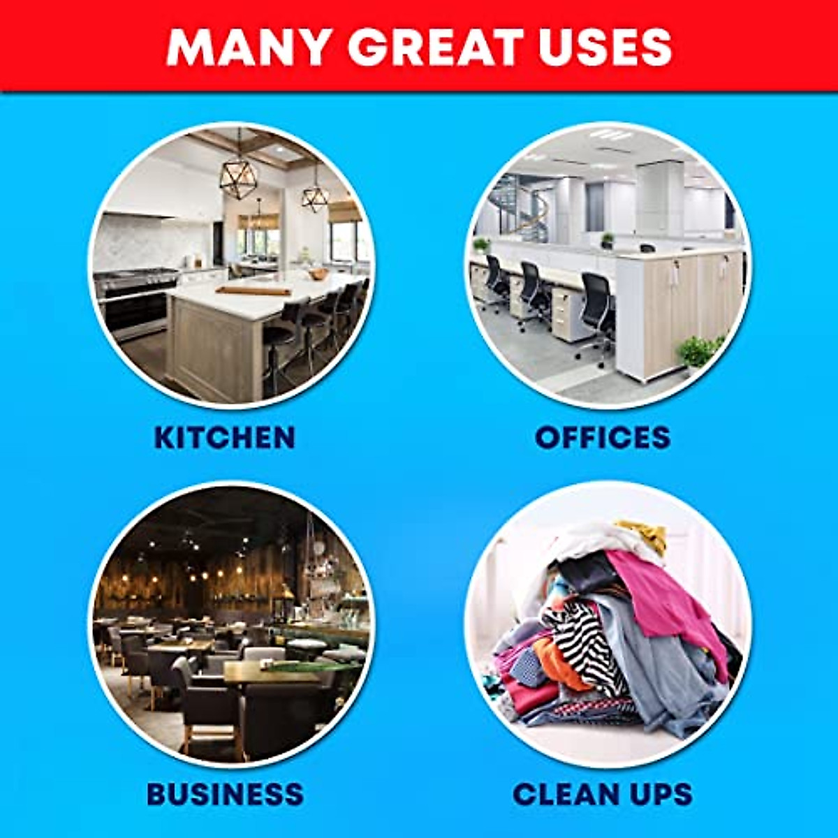 55 Gallon Clear Trash Bags, (50 Bags w/Ties) Large Clear Plastic Recycling Garbage Bags.