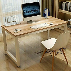 CROSSDESIGN Computer Desk Wood Office Table, Modern PC Laptop Notebook Study Writing Table for Home Office Workstation (47.2'' Oak Color)