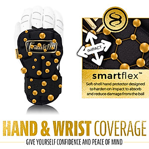 Franklin Sports Baseball Hand + Wrist Guard - PRT LG Series Adult Hand + Wrist Protector for Batting - Protective Hand, Wrist Shield - Right + Left Hand Hitters - Black/Gold - One Size - Adult