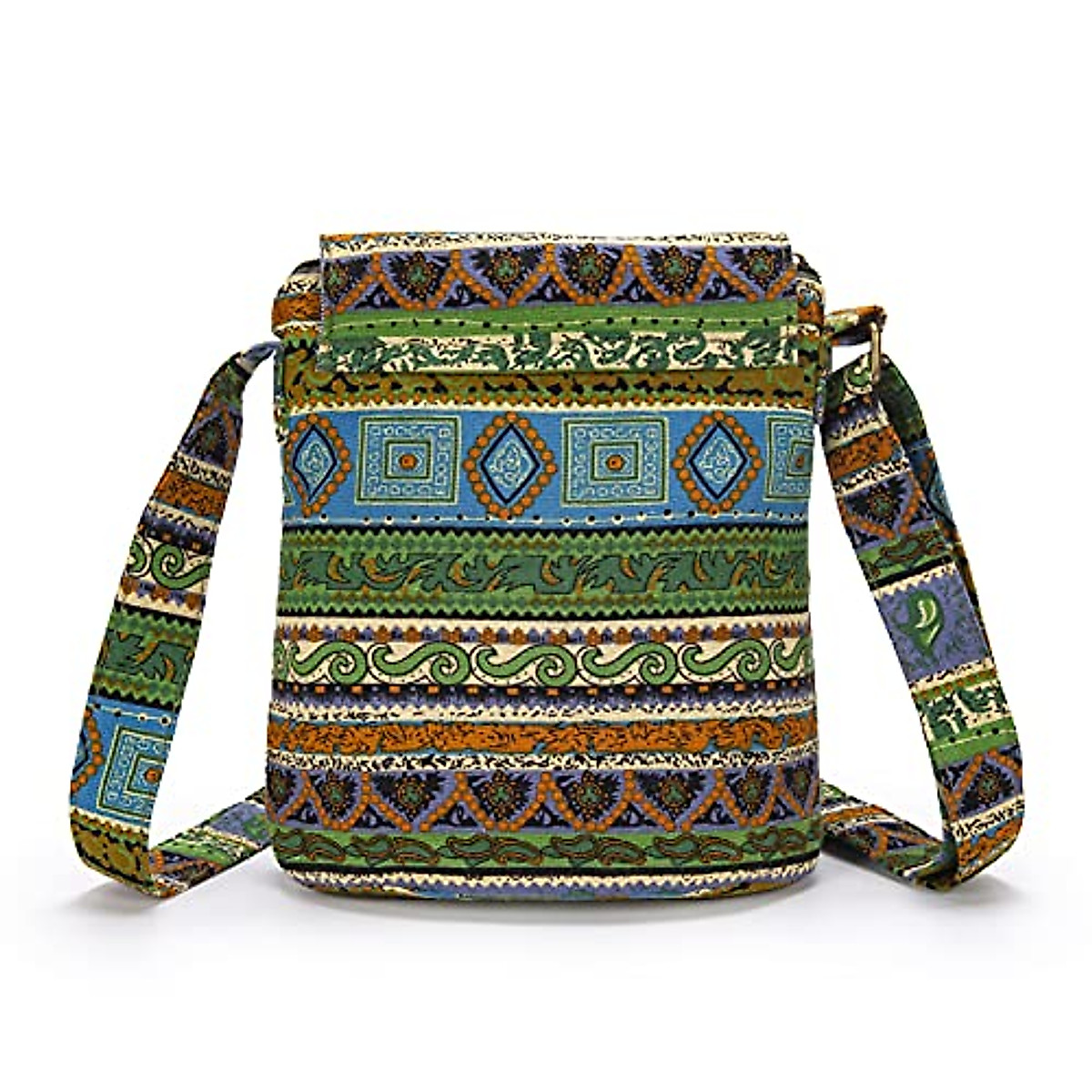 OPQRSTU Women's Retro Small Size Canvas Shoulder Bag Hippie Hobo Crossbody Handbag Casual Tote (Green)