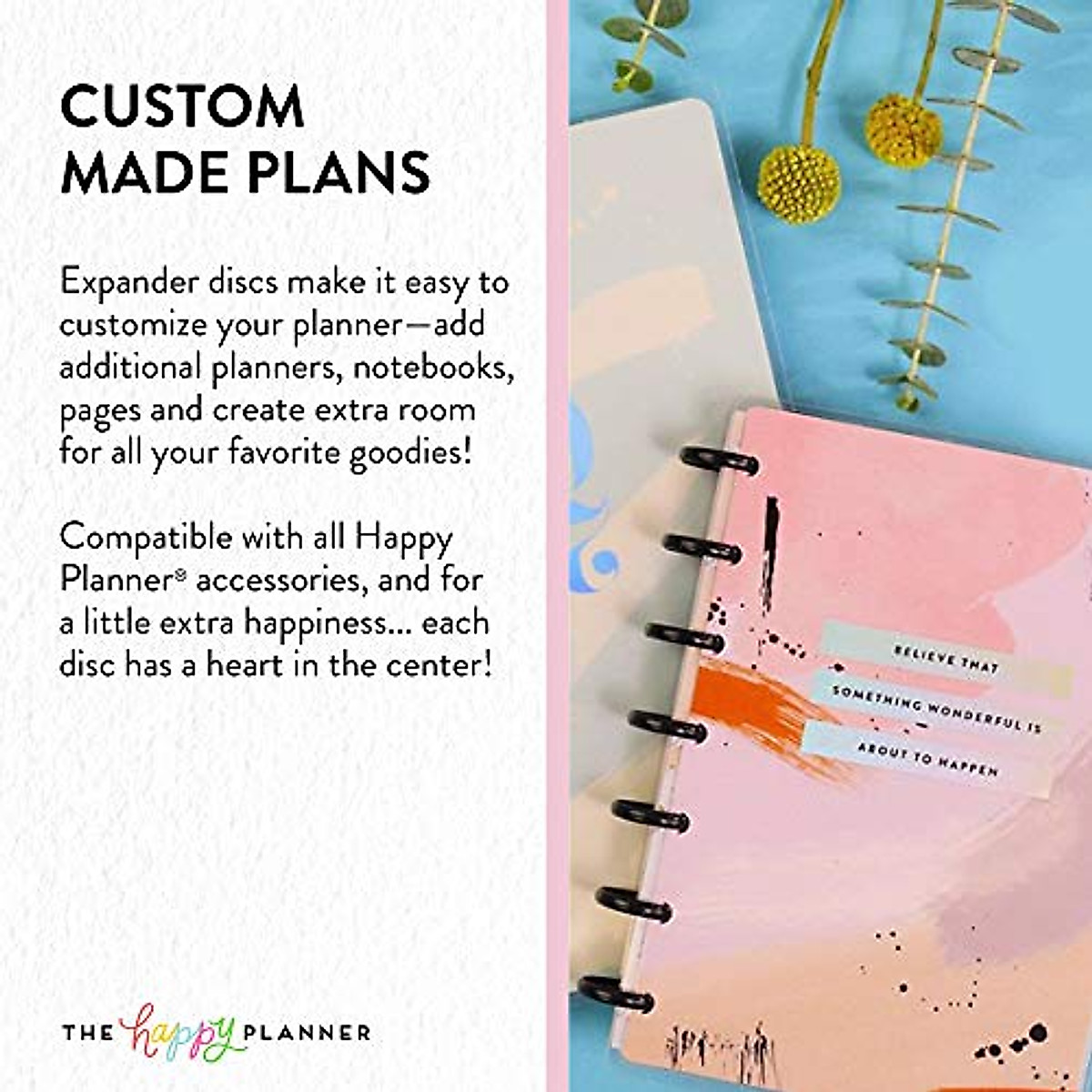 me & my BIG ideas Plastic Expander Discs, Black - The Happy Planner Scrapbooking Supplies - Add Extra Pages, Notes & Artwork - Create More Space for Notebooks, Planners & Journals - Expander Size