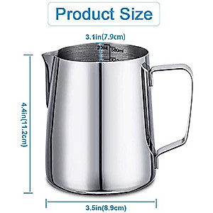 Milk Frothing Pitcher 304 Stainless Steel Milk Frother Cup 20 oz (600ml) for Coffee Arts/Espresso/Cappuccino