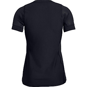 Under Armour Girls' Volleyball Powerhouse Short-Sleeve Jersey , Black (001)/White , Youth Medium