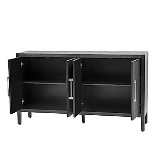 Merax Wood Sideboard Buffet Cabinet with Storage, 4 Door Farmhouse Cupboard w/Adjustable Shelves, Console Table for Kitchen, Dining/Living Room, Black
