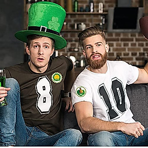 500 PCS St Patricks Day Stickers Labels Roll,Shamrock Roll Stickers Shamrock Hat Beer Leprechaun Self-Adhesive Stickers for Irish Decoration and Craft