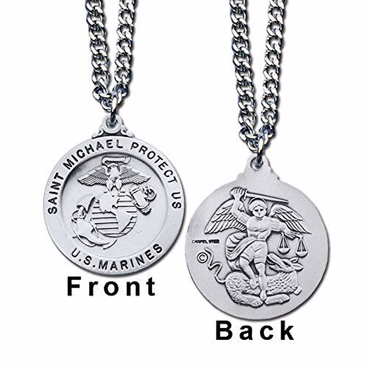 St Michael Us Marines Service Pendant Necklace & Prayer Card