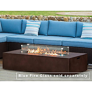 COSIEST Outdoor Propane Fire Pit Table 56-inch x 28-inch Rectangle Bronze Compact Concrete-Like Finish, 50,000 BTU,Wind Guard, Tank Outside, Free Lava Rocks, Fits 20lb Tank Outside, Raincover