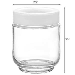 Hedume 12 Pack 6oz Clear Glass Jars with White Lids for Spices, Party Favors, Jams etc.
