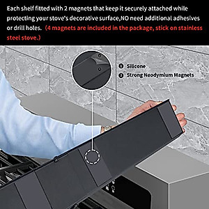 ZXMOTO 2Pack 15" Stove Top Shelf, Total 30'' Stainless Steel Magnetic Spice Rack for Flat Top Stove, Kitchen Organizer Rack over the Stove.