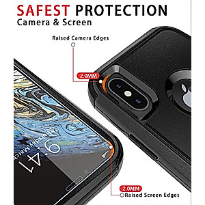 Diverbox for iPhone X Case/iPhone Xs Case [Shockproof] [Dropproof] [Tempered Glass Screen Protector ] Heavy Duty Protection Phone Case Cover for Apple iPhone X/XS (Black)
