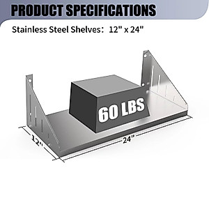 DOLEMODUO Stainless Steel Shelf 12" x24", Microwave & Appliance Wall Shelf, Wall Shelves with Side Guards for Restaurant, Bar, Utility Room, Kitchen and Garage