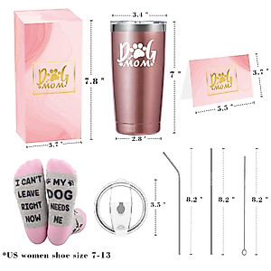 Golden Associate Dog Mom Gifts for Women, Puppy Themed Tumbler 20 oz Coffee Mug Cup and Funny Socks Set for Dog Mother Lovers Owners for Christmas (Rose gold)