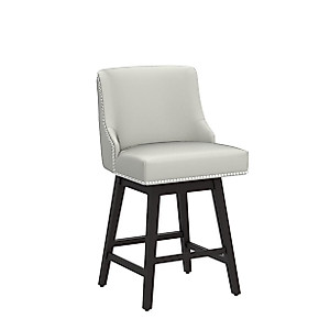 CHITA Counter Height Swivel Barstool,26" H Seat Height Upholstered Bar Stool,360° Free Swivel Barstools with Comfortable Foam Cushioning,Creamy Gray