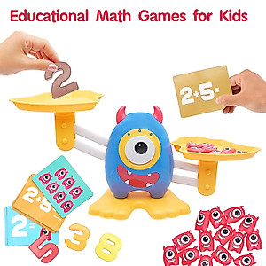 KANKOJO Monster Balance Cool Math Game for Age 3-5, Toddler Learning Resources Number Blocks Preschool Games, Kids STEM Montessori Educational Toys Gifts for 4 Year Old Boys Girls