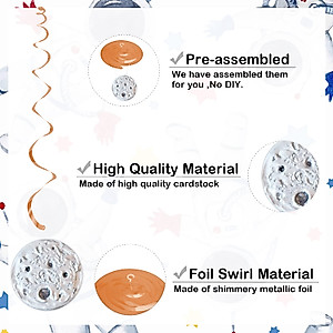 20Pcs Space First Birthday Hanging Swirls Decorations, First Trip Outer Space Around The Sun 1st Birthday Party Ceiling Hanging Streamers for Solar System Astronaut Kids 1st Bday Photo Booth Props