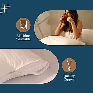 FeelAtHome 100% Cotton Pillow Protector with Zipper Waterproof Pillow Case Covers - 20x26 Inches (Pack of 4, Standard) - Noiseless Pillowcase Encasement - Zippered Pillow Protector - 20 x Pillow Cover