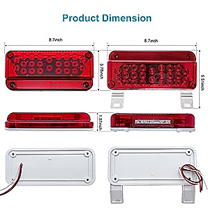VINAUO LED Trailer Lights, RV Tail Lights LED, RV Brake Lights, RV Tail Lights Brake Stop Turn Trailer Lights, Camper Tail Lights with Red Reflex Surface Mount White Base Brackets Trailer Tail Lights