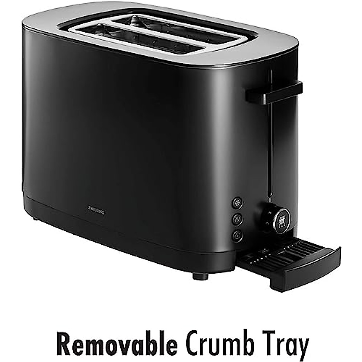 ZWILLING Enfinigy Cool Touch Toaster 2 Slice with Extra Wide 1.5" Slots for Bagels, 7 Toast Settings, Even Toasting, Reheat, Cancel, Defrost, Black