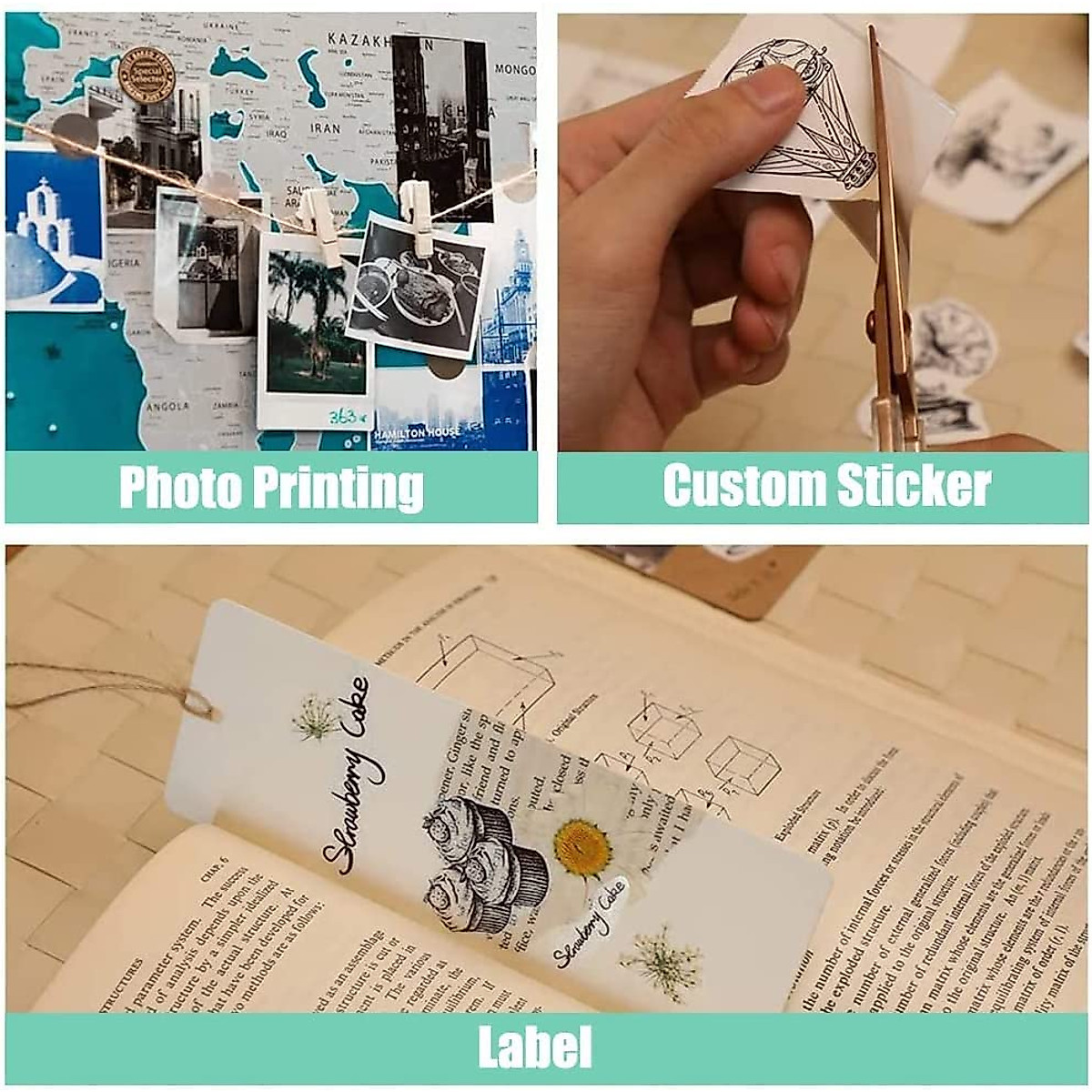 BIGFOX Mini Printer, Inkless Thermal Portable Printer Built-in 1200mAh Battery Wireless Bluetooth Photo Printer Sticker Maker Machine Label Receipt Printer Handheld Compatible with iOS/Android