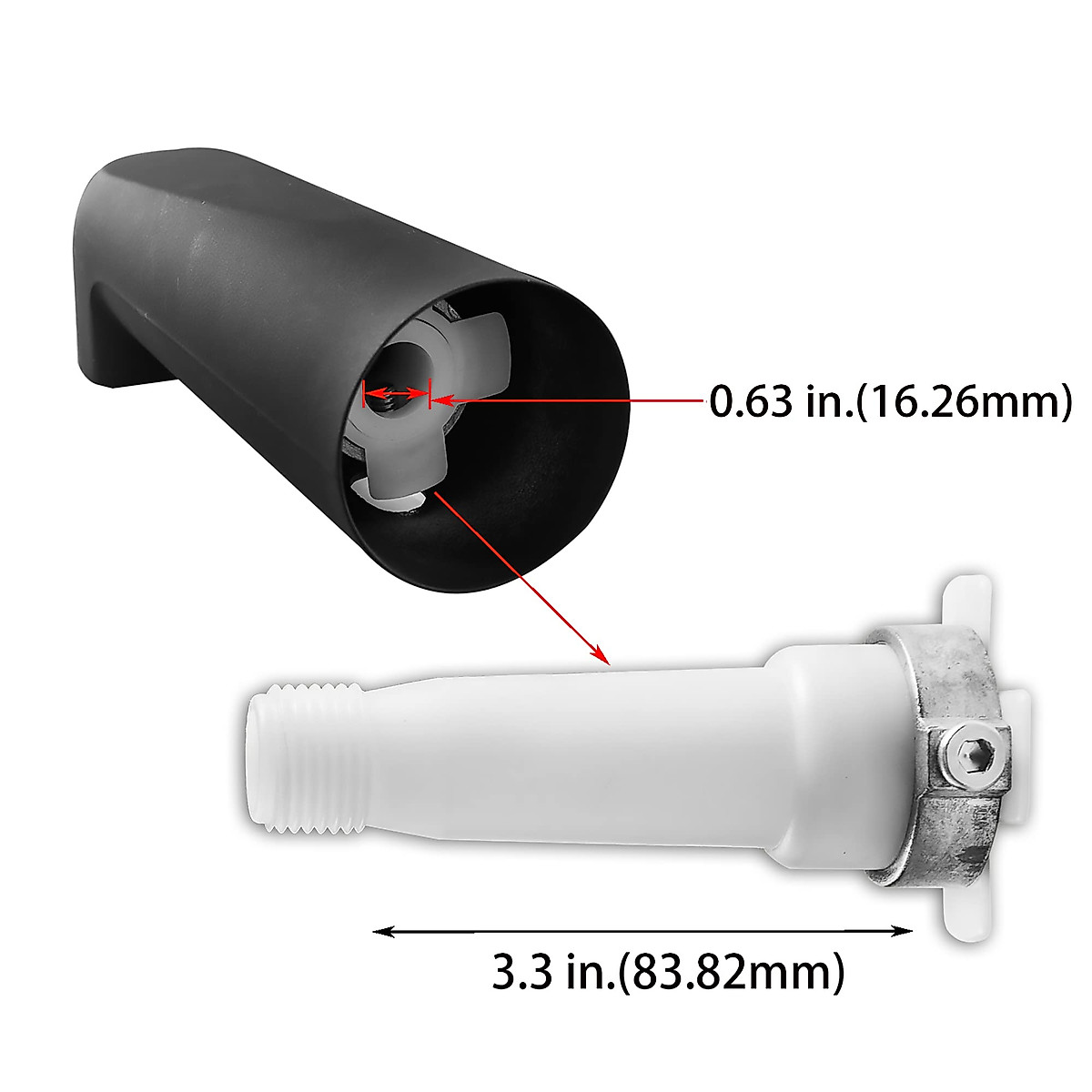 SENTO Slip On Black Universal Bathroom Tub Spout Without Diverter, Durable Heavy Duty Metal Bathtub Faucet Without Shower Diverter - 7 Inches 1/2" Copper Pipe, Matte Black