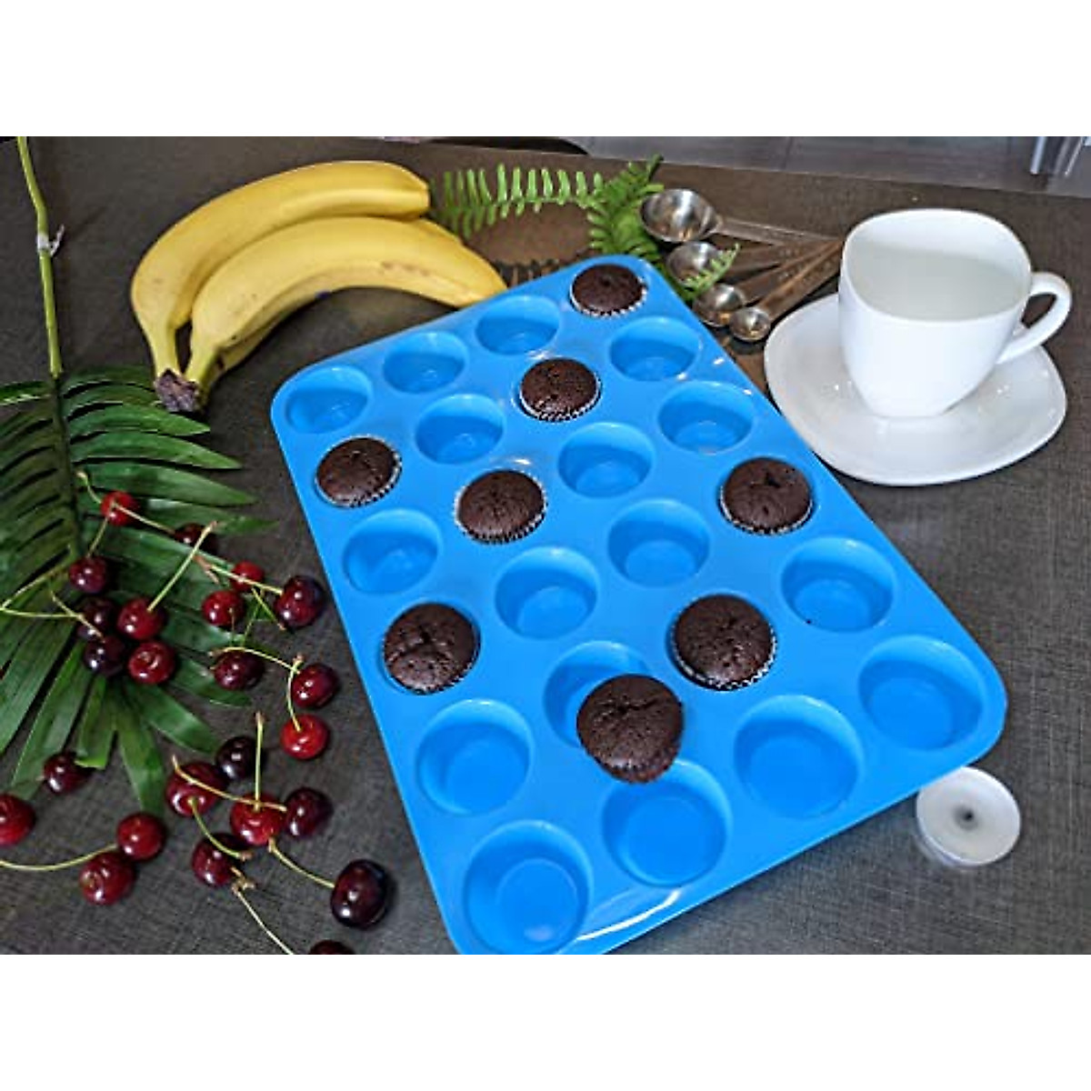 SAMZAREULO Silicone Muffin Pan Mini 24 Cups Cupcake Pan