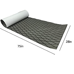 KXKZREN EVA Foam Boat Flooring Decking Sheet Pad Diamond Pattern 6mm Anti-Skid Faux Teak Marine Flooring Mat for Yacht Motorboat RV Yacht Swimming Pool Cooler Tops, 28" x 75"