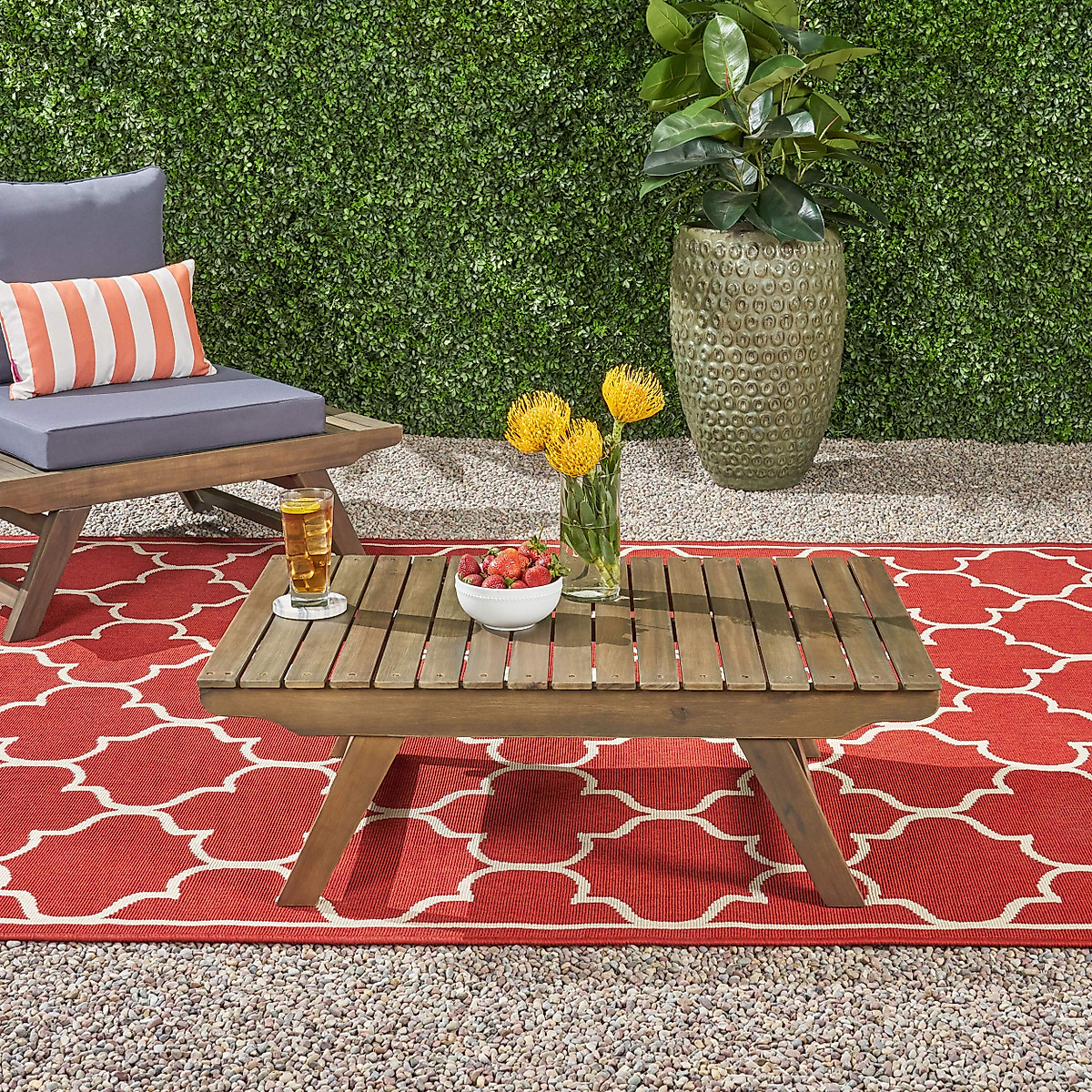 Christopher Knight Home Kailee Outdoor Wooden Coffee Table, Gray Finish