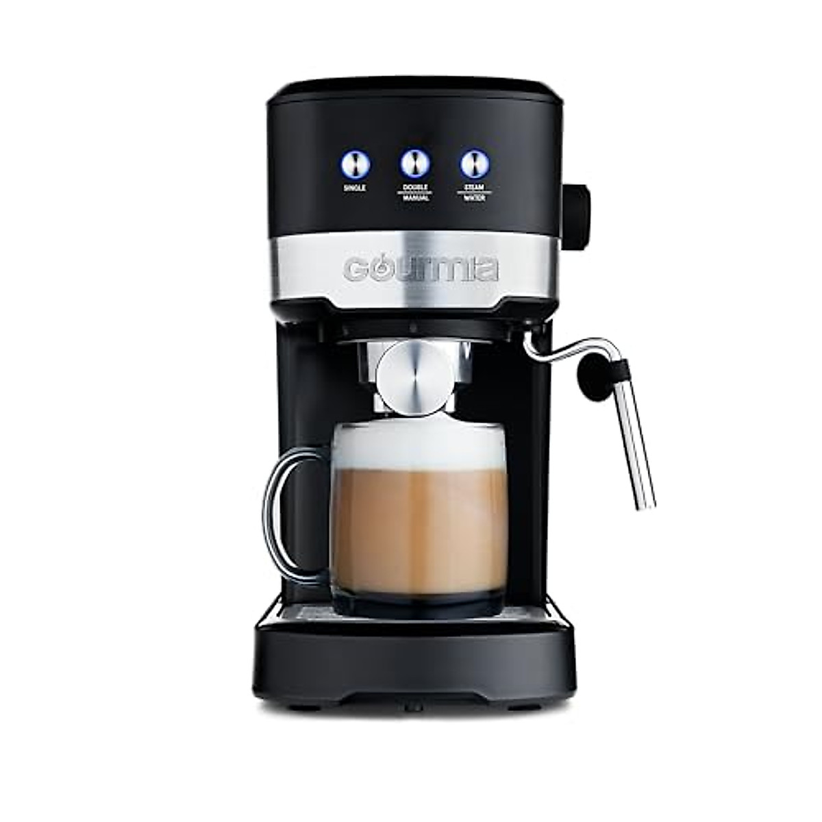 Gourmia 15-Bar Espresso Maker with Powerful Frothing Wand with 1.2L Removable Water Reservoir, Black