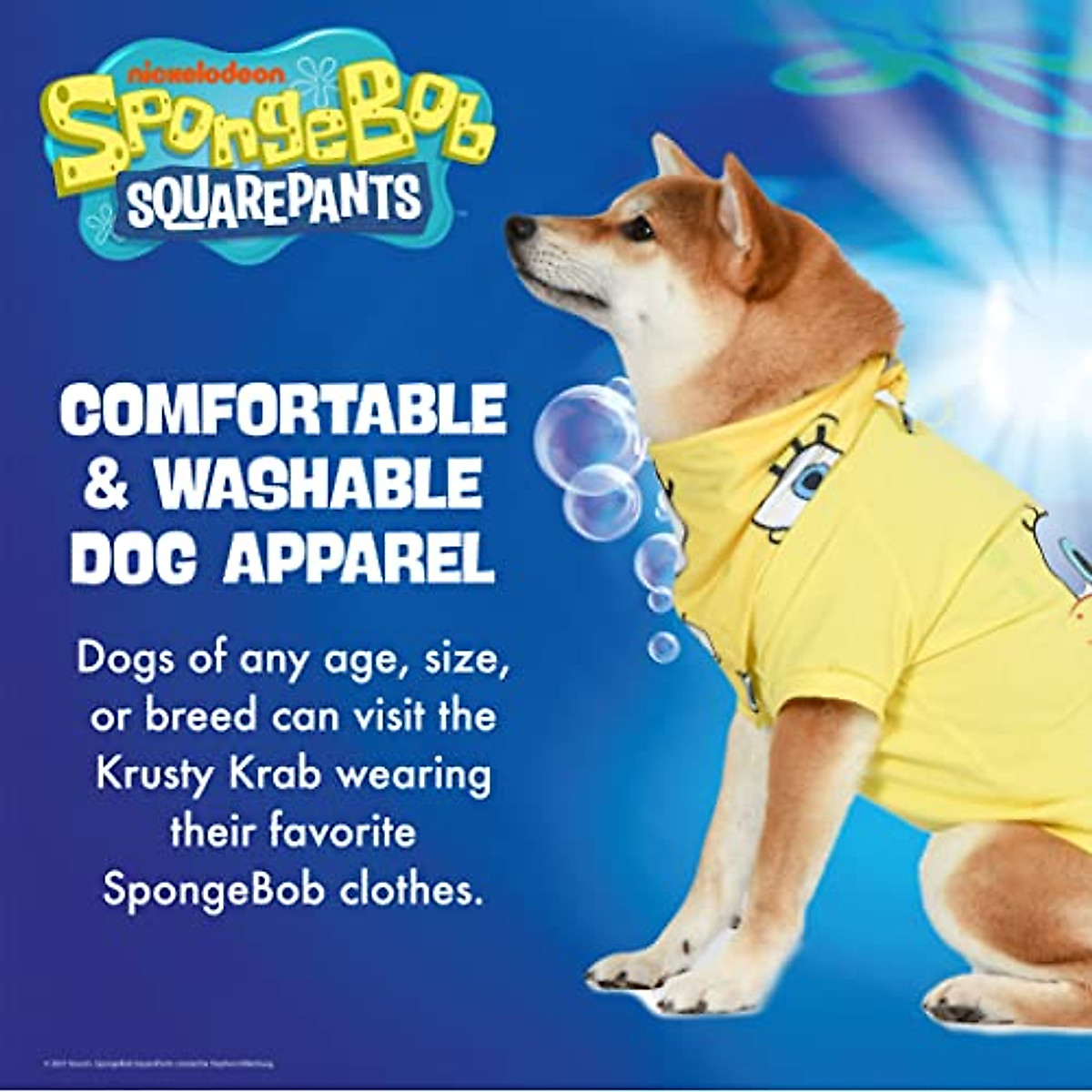 SpongeBob SquarePants for Pets Yellow Shirt for Dogs and Bandana Combo- Size Large | Soft and Comfortable Spongebob Clothes for Dogs- Lightweight T Shirt and Dog Bandana