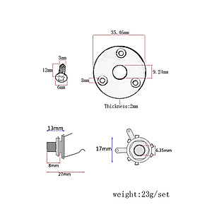 Round 1/4 Inch 6.35mm Guitar Jack Plug Socket Guitar Pickup Output Input Jack Plug with Jack Plate Screws for Electric Guitar Bass (Silver)