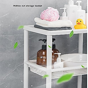 DELURA Slim Storage Cart with Wheels, 4 Tier Bathroom Storage Organizer Rolling Utility Cart for Bathroom Kitchen Laundry Room Office Narrow Place