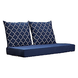 Nigoone Outdoor Loveseat Cushion for Patio Furniture, 24×48 Replacement Bench Deep Seating Glider Cushions with All-Weather Removable Cover, 3-Piece
