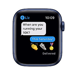 Apple Watch Series 6 (GPS + Cellular, 44mm) - Blue Aluminum Case with Deep Navy Sport Band (Renewed)