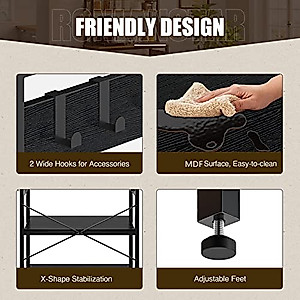 Rolanstar Baker's Rack with 4AC Power Outlet, 65.7inch Microwave Oven Stand with 10 Hooks, Stable Coffee Bar Table, 6-Tier Kitchen Storage Shelf Rack, Kitchen Utility Rack with Hutch, Black