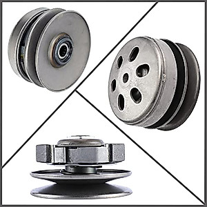 BATONECO Rear Clutch Assembly with Driven Pulley & Clutch Bell for GY6 125CC 150CC 157QMJ 152QMI 4-Stroke Engine, 19 Spline, Scooter ATV Go Kart