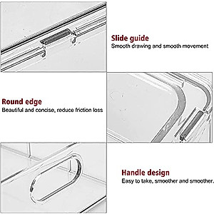 3 Pack Refrigerator Organizer Bins with Pull-out Drawer, Large Stackable Fridge Drawer Organizer Set with Handle, BPA-free Drawable Clear Storage Cases for Freezer, Cabinet, Kitchen, Pantry Organization
