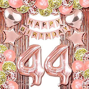 44th birthday decorations for her happy 44th birthday decorations for women 44 birthday decorations for women 44 year old girl birthday decorations Rose Gold forty four birthday Party Decor