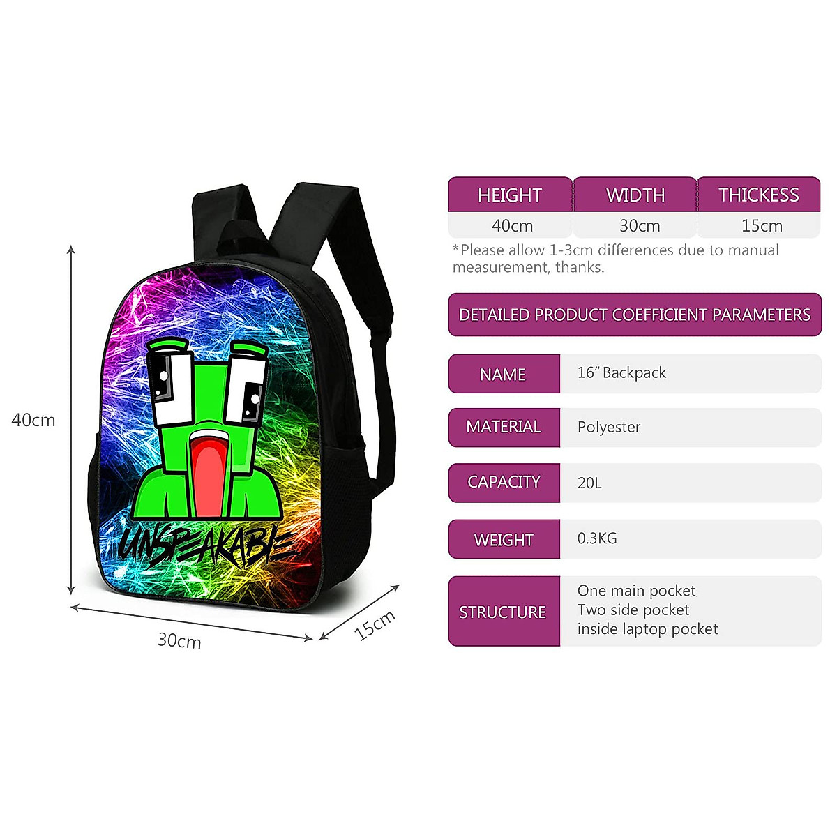 Unspeak-able Kids School Bag Set Boys Pencil Case Backpack Starry Sky Printing Book Bags Travel Daypack Girls Game Fans Gift (Sky)