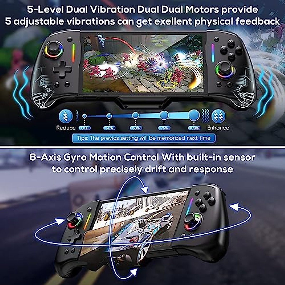 Switch Controller for Nintendo Switch/OLED, RGB One-Piece Joypad Controller for Switch Controllers Joy-con with Adjustable TURBO, Dual Motor Vibration,Handheld Switch Pro Controller for Switch Gaming