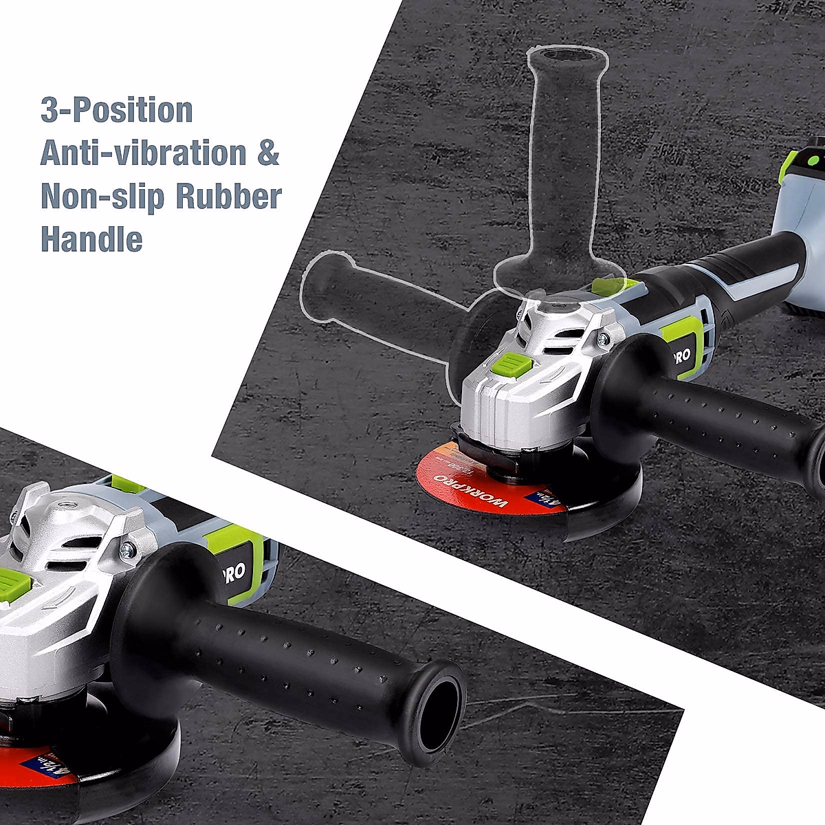 WORKPRO 20V Cordless Angle Grinder Kit, 4-1/2 Inch and WORKPRO 20-Pack Flap Discs, 4-1/2-inch, Arbor Size 7/8-inch