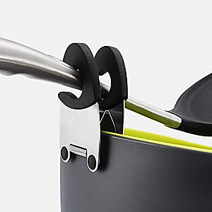 Healvian Silicone Spoon Rest 6PCS Stainless Steel Pot Spoon Holder Pot Clip Holder Anti-scald Casserole Rubber Clip Crab Spoon Holder for Pot Utensil Clip Rest Stainless Steel Hooks