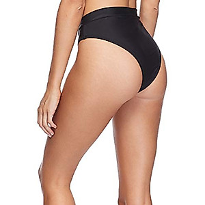 Body Glove Women's Standard Marlee High Waist Solid Bikini Bottom Swimsuit, Smoothie Black, Small