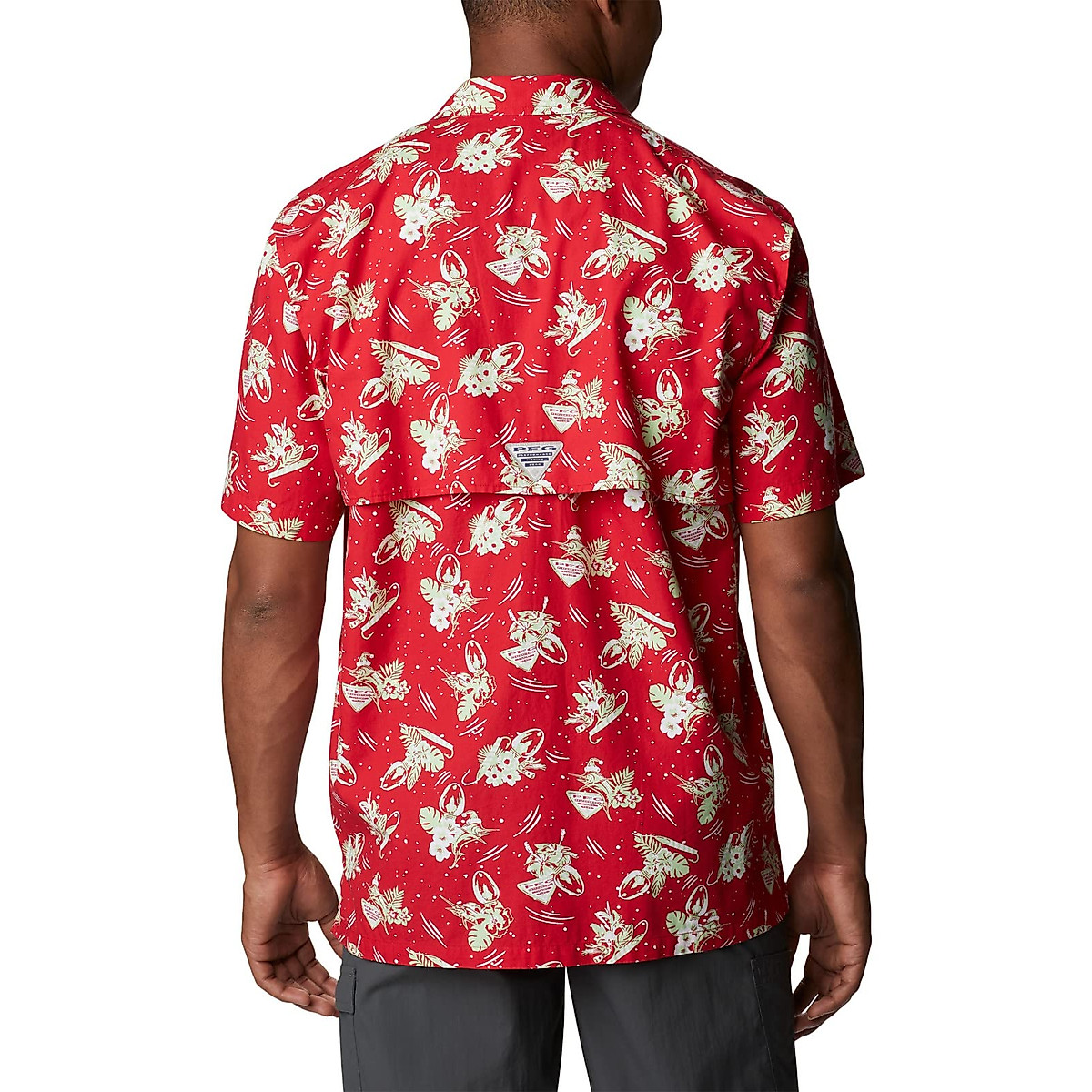 Columbia Men's Trollers Best Short Sleeve Shirt, Red Spark Lite Me Up Print, X-Large