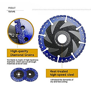 SHDIATOOL 4-1/2 Inch Metal Cutting Diamond Blade All Purpose Cut Off Wheel for Rebar Sheet Metal Angle Iron Stainless Steel(for 7/8” Arbor)