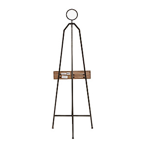 Deco 79 Metal Display Easel Large Adjustable Floor Standing Easel with Chain Support and Wood Tray, Display Stand 16' x 18' x 52', Black
