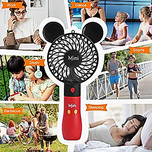Orapink Hand Held Fan,Cartoon fan Portable Hand held USB Rechargeable Fans with 3 Adjustment Speeds,Battery Operated Electric Powered Mini Fan, Desk Desktop Fans for Home Office Travel