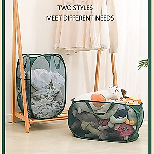 2 Pack Popup Laundry Hamper- Mesh Hampers Bag- Foldable Clothes Storage Basket with Handles for The Kids Room, College Dorm or Travel