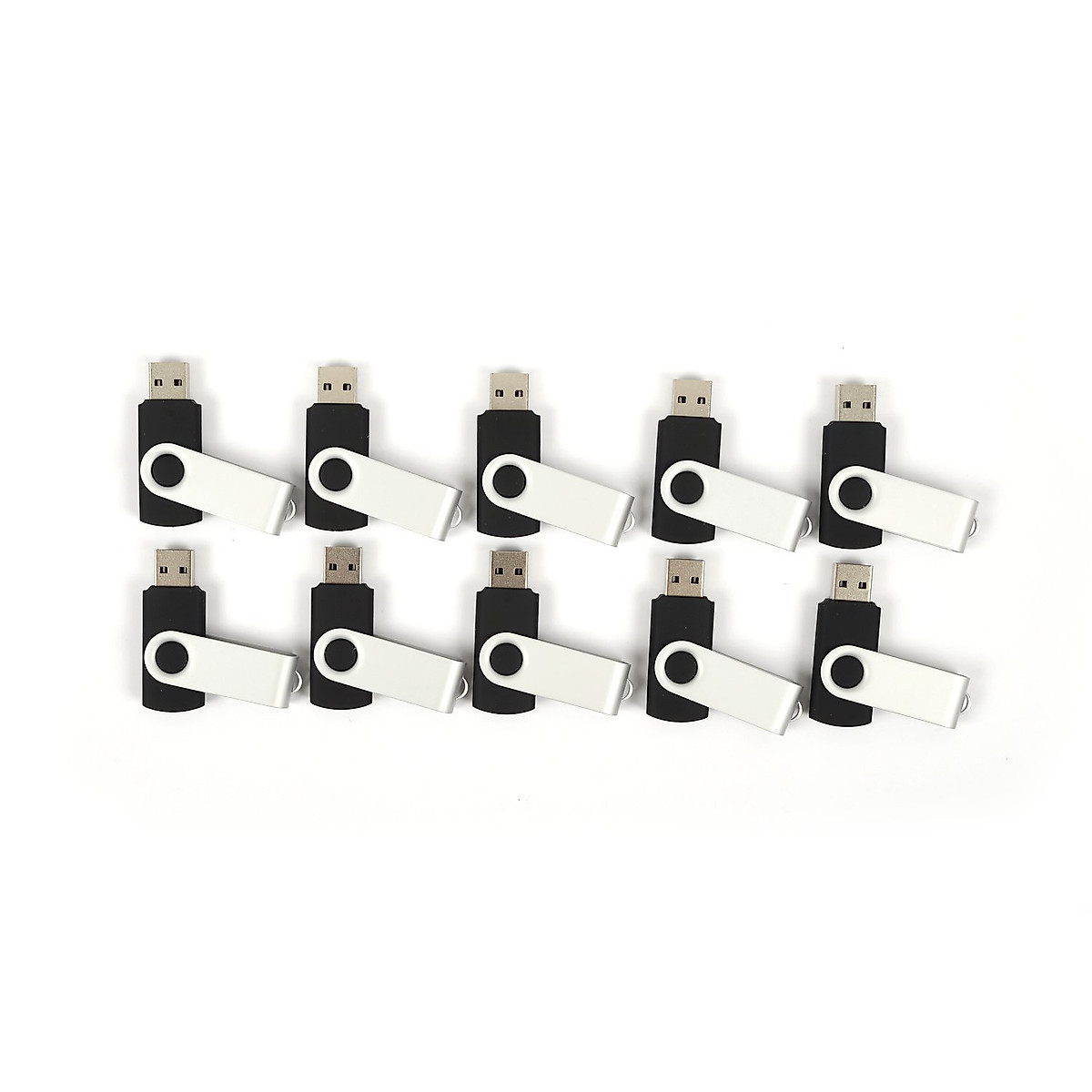 10-128 MB Flash Drive - Bulk Pack - USB 2.0 128MB Thumb Drive Stick Swivel Colored in Black