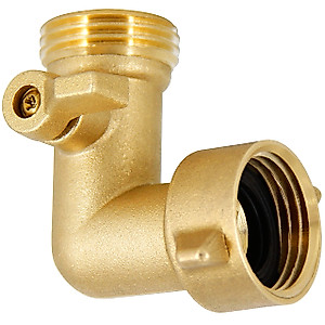 Lifynste Garden Hose Elbow Connector, 90 Degree Brass Garden Hose Elbow Adapter with Shut Off Valves, 4 Pack