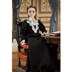 Barbie Inspiring Women Series Susan B. Anthony Collectible Doll, Approx. 12-in, Wearing Black Dress and Cameo Brooch, with Doll Stand and Certificate of Authenticity